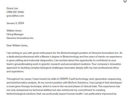 1+ Biotechnology Cover Letter Examples (with In-Depth Guidance)