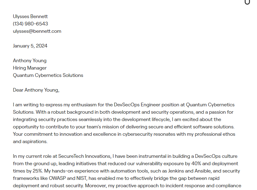 1+ DevSecOps Engineer Cover Letter Examples (with In-Depth Guidance)
