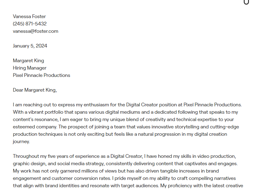 1+ Digital Creator Cover Letter Examples (with In-Depth Guidance)