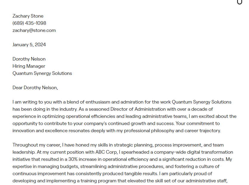 1+ Director of Administration Cover Letter Examples (with In-Depth ...