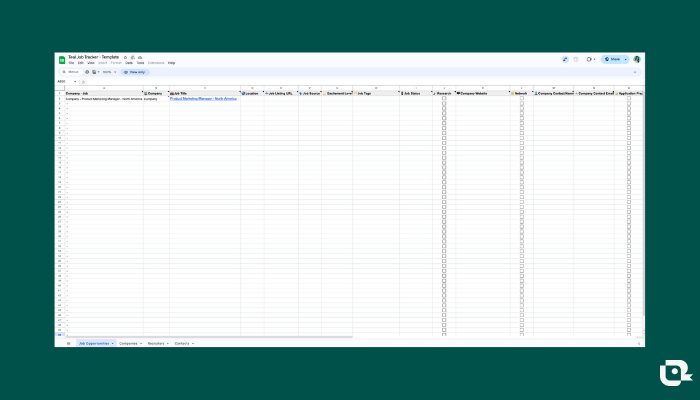 How to Use a Job Search Spreadsheet [Examples + Templates] | Teal