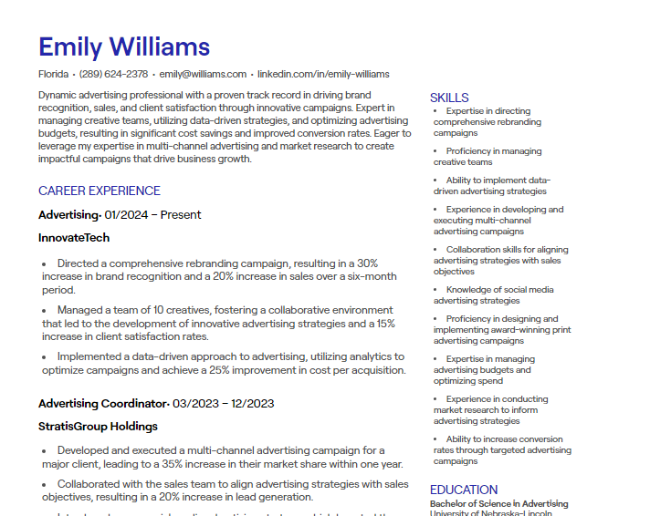 10 Advertising CV Examples [+ Free Templates]