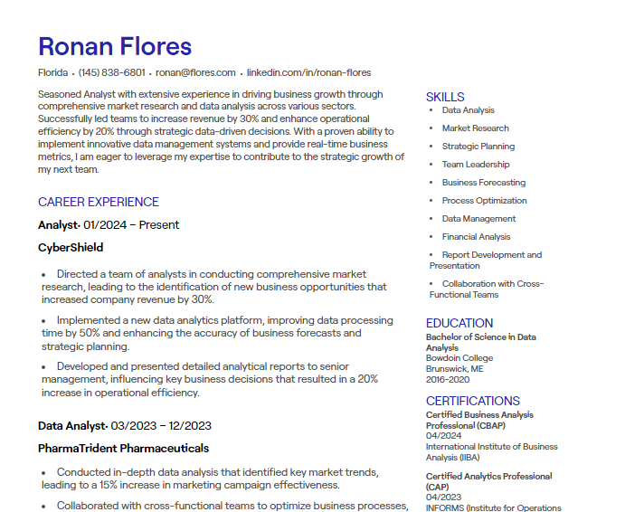 2 Analyst CV Examples [+ Free Templates]