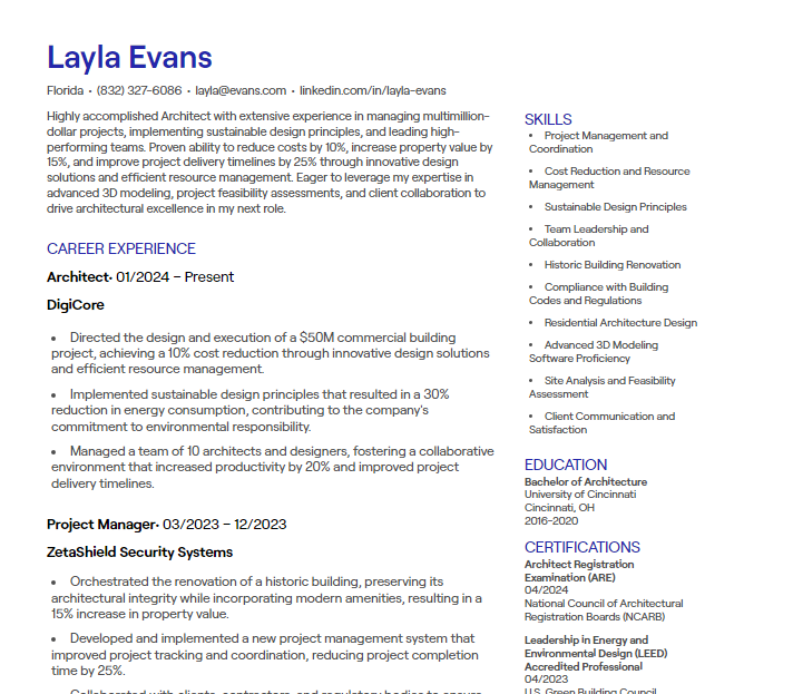 12 Architect CV Examples [+ Free Templates]