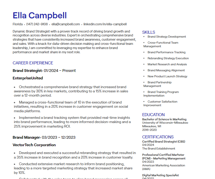 5 Brand Strategist CV Examples [+ Free Templates]
