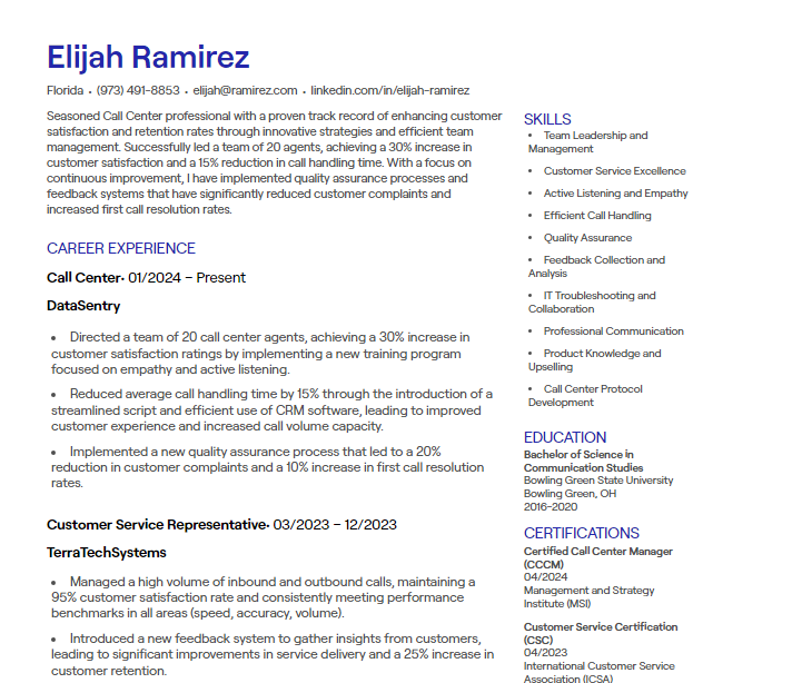 8 Call Center CV Examples [+ Free Templates]