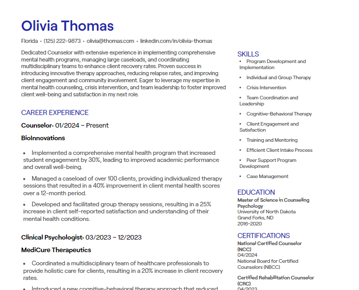 2 Counselor CV Examples [+ Free Templates]