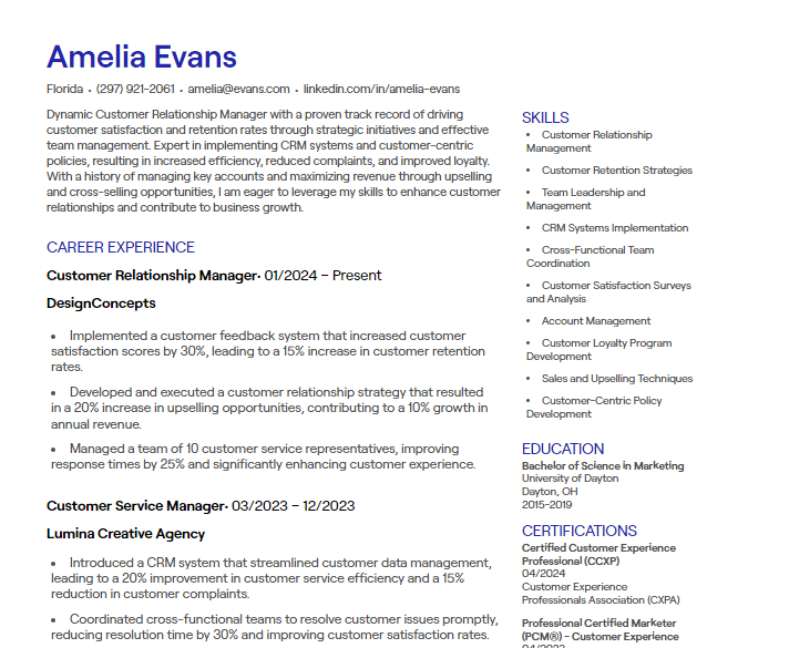 3 Customer Relationship Manager CV Examples [+ Free Templates]