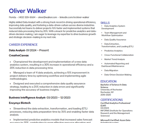 15 Data Analyst CV Examples [+ Free Templates]