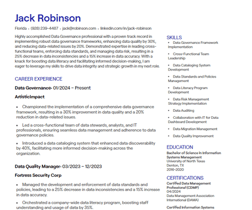 4 Data Governance CV Examples [+ Free Templates]