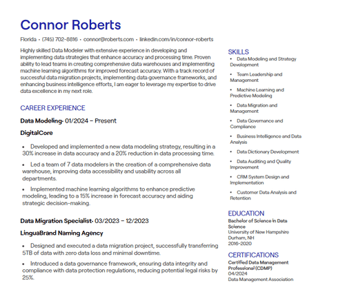 5 Data Modeling CV Examples [+ Free Templates]