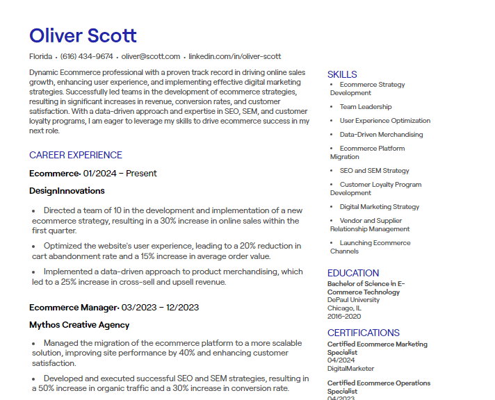 5 Ecommerce CV Examples [+ Free Templates]