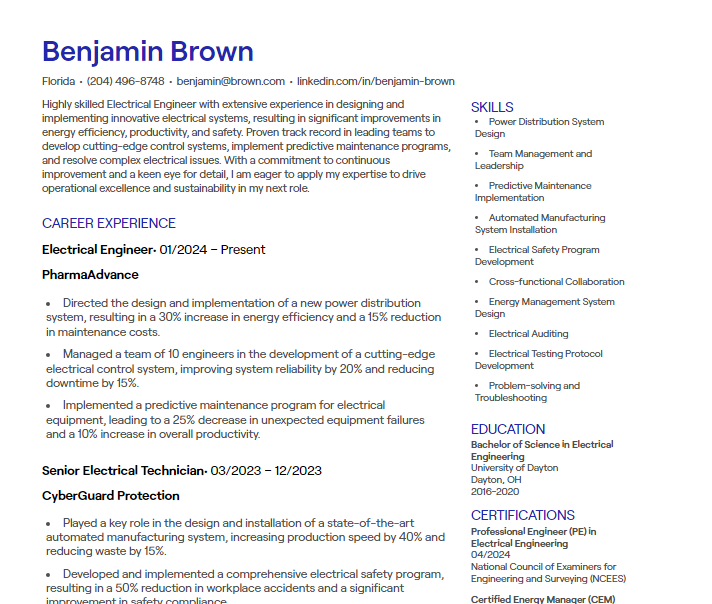 3 Electrical Engineer CV Examples [+ Free Templates]