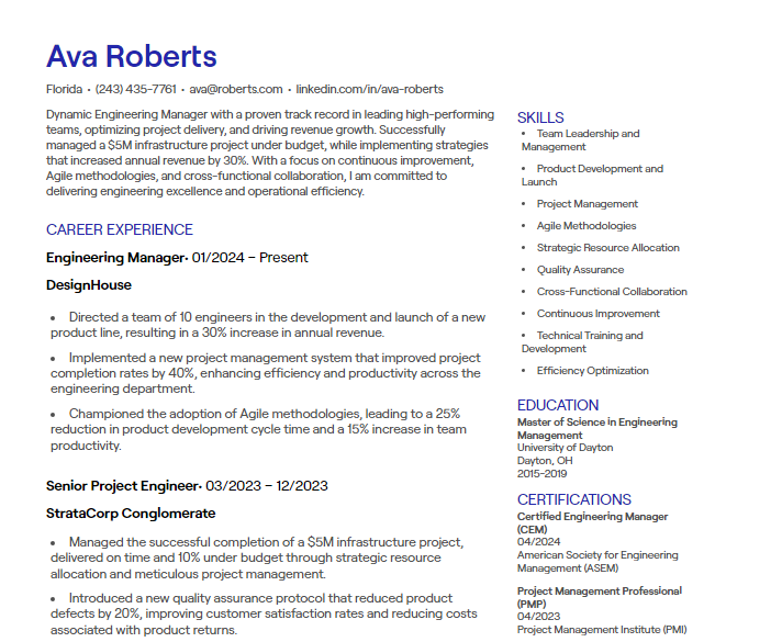 6 Engineering Manager CV Examples [+ Free Templates]
