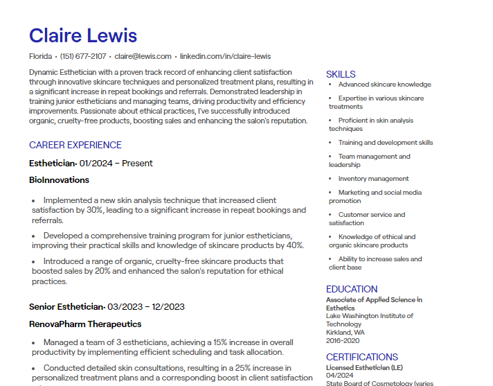 1 Esthetician CV Examples [+ Free Templates]