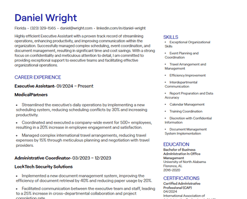 7 Executive Assistant CV Examples [+ Free Templates]