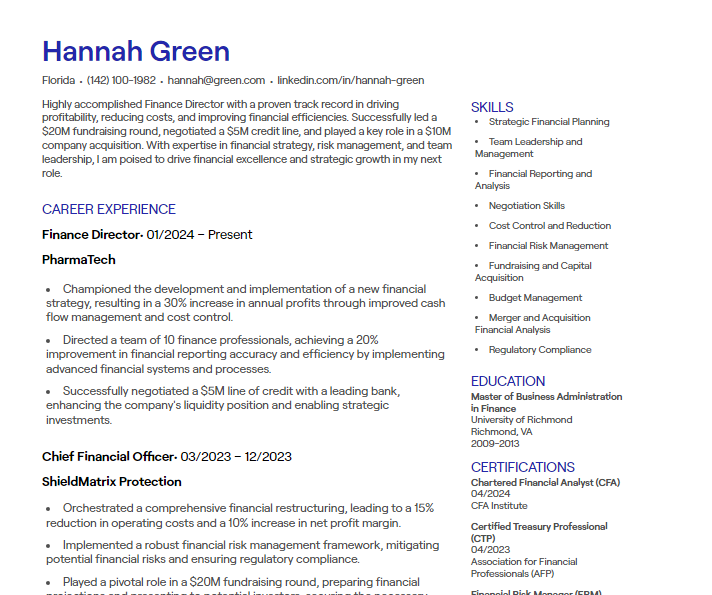 5 Finance Director CV Examples [+ Free Templates]