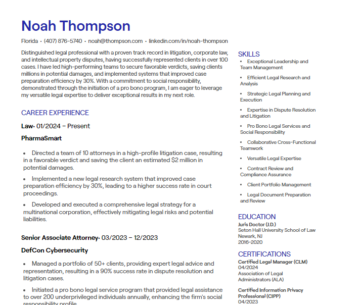 1 Law CV Examples [+ Free Templates]