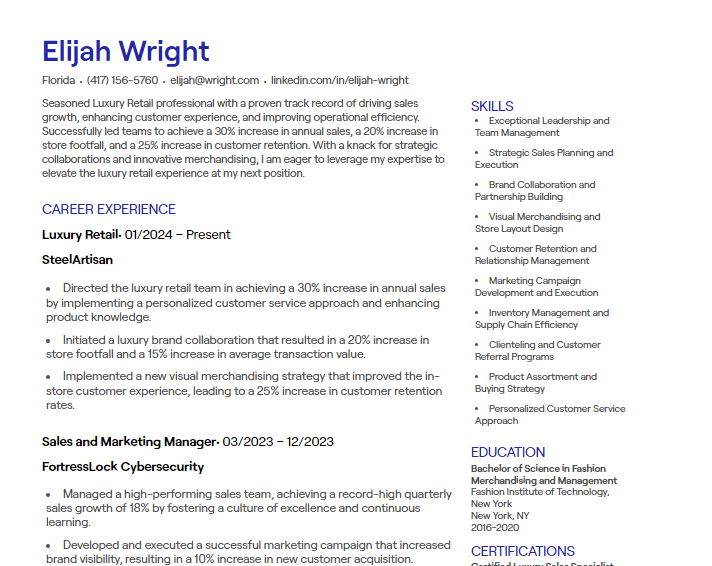 4 Luxury Retail CV Examples [+ Free Templates]