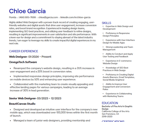 5 Web Designer CV Examples [+ Free Templates]
