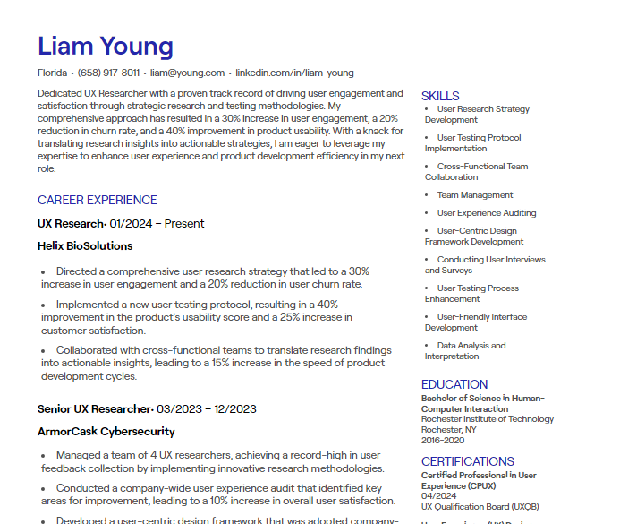 2 UX Research CV Examples [+ Free Templates]