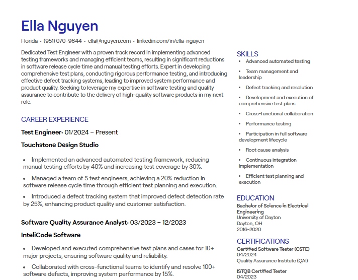 5 Test Engineer Cv Examples [ Free Templates]