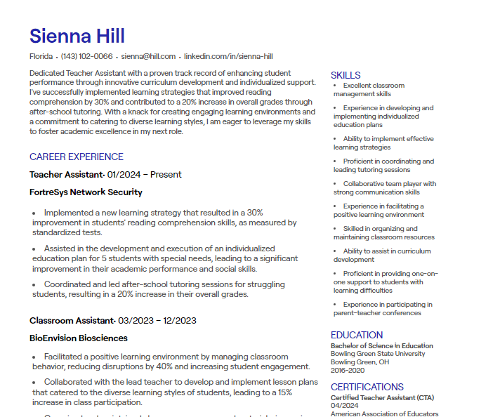 19 Teacher CV Examples [+ Free Templates]