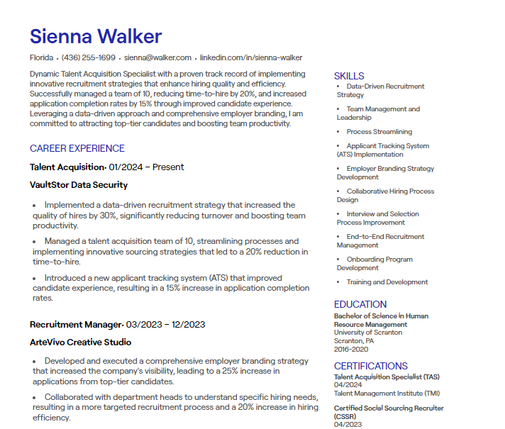 9 Talent Acquisition CV Examples [+ Free Templates]