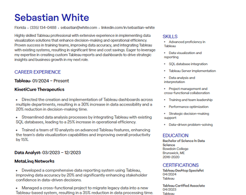6 Tableau CV Examples [+ Free Templates]