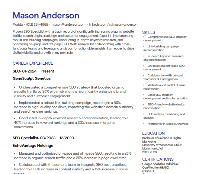 2 SEO CV Examples [+ Free Templates]