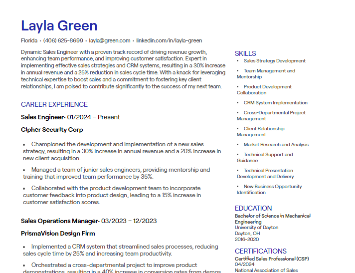 5 Sales Engineer CV Examples [+ Free Templates]