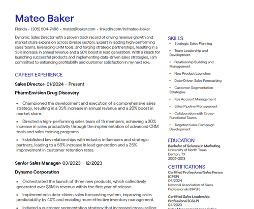 15 Sales Manager CV Examples [+ Free Templates]