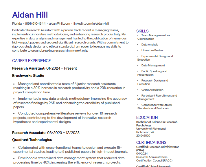 10 Research Assistant CV Examples [+ Free Templates]