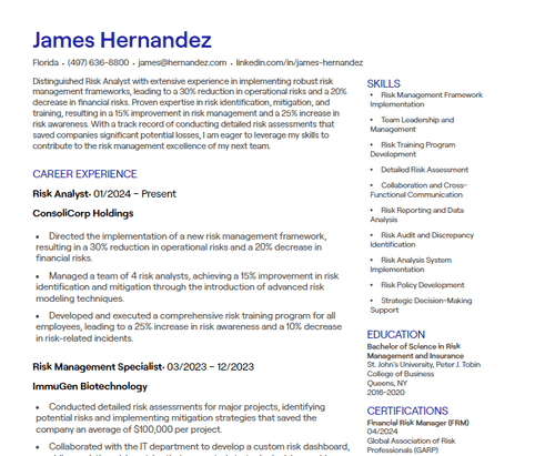 4 Risk Analyst CV Examples [+ Free Templates]
