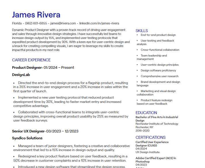 5 Product Designer CV Examples [+ Free Templates]