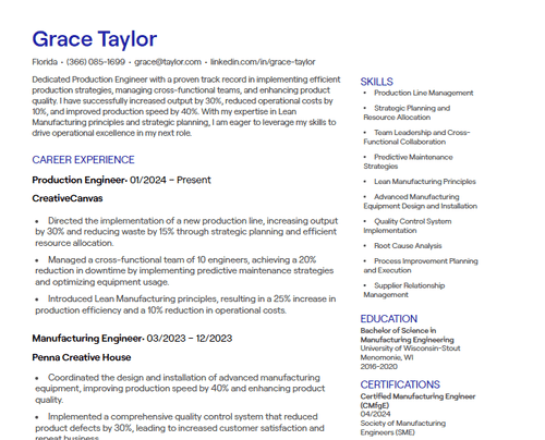 2 Production Engineer CV Examples [+ Free Templates]