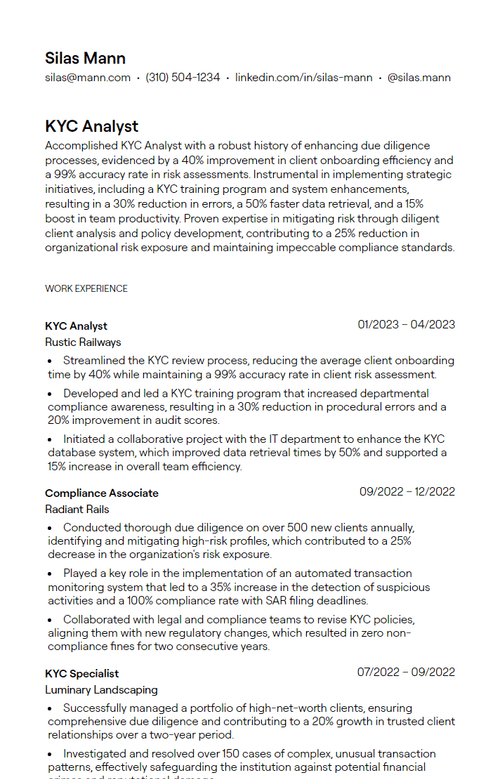 2024 Senior KYC Analyst Cover Letter Example (+Free Tools & Guidance)
