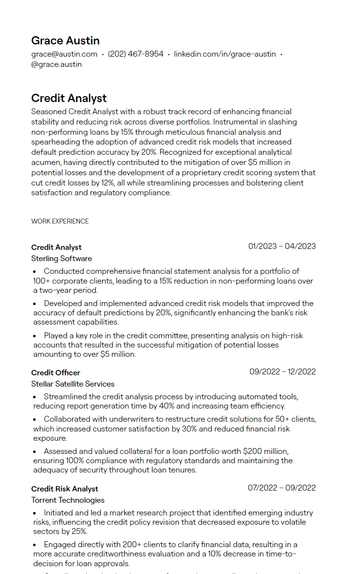 9+ Credit Analyst Resume Examples [with Guidance]