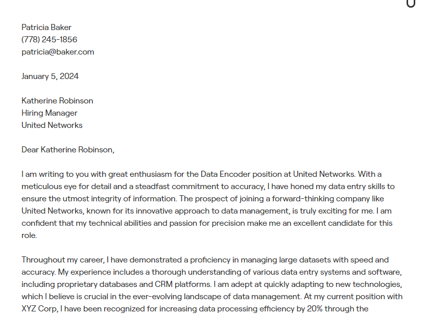 1+ Data Encoder Cover Letter Examples (with In-Depth Guidance)
