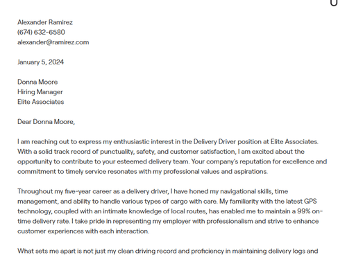 1+ Delivery Driver Cover Letter Examples (with In-Depth Guidance)