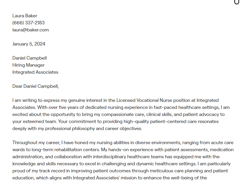 1+ Licensed Vocational Nurse Cover Letter Examples (with In-Depth Guidance)