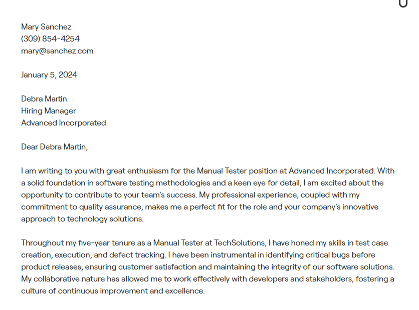 1+ Manual Tester Cover Letter Examples (with In-Depth Guidance)