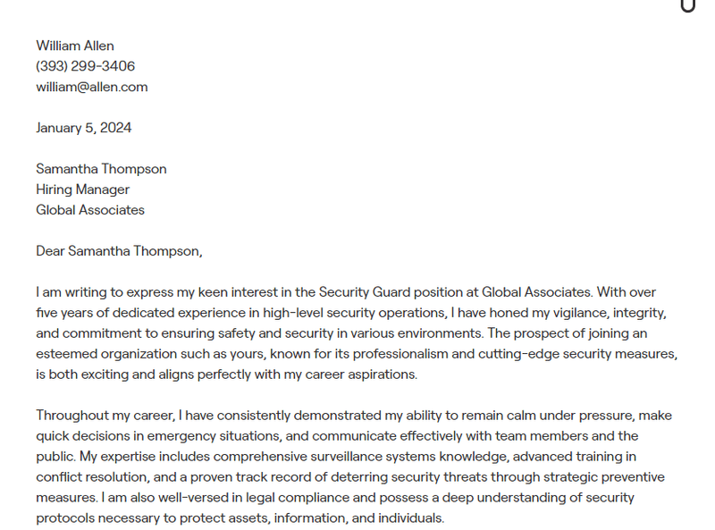 1+ Security Guard Cover Letter Examples (with In-Depth Guidance)
