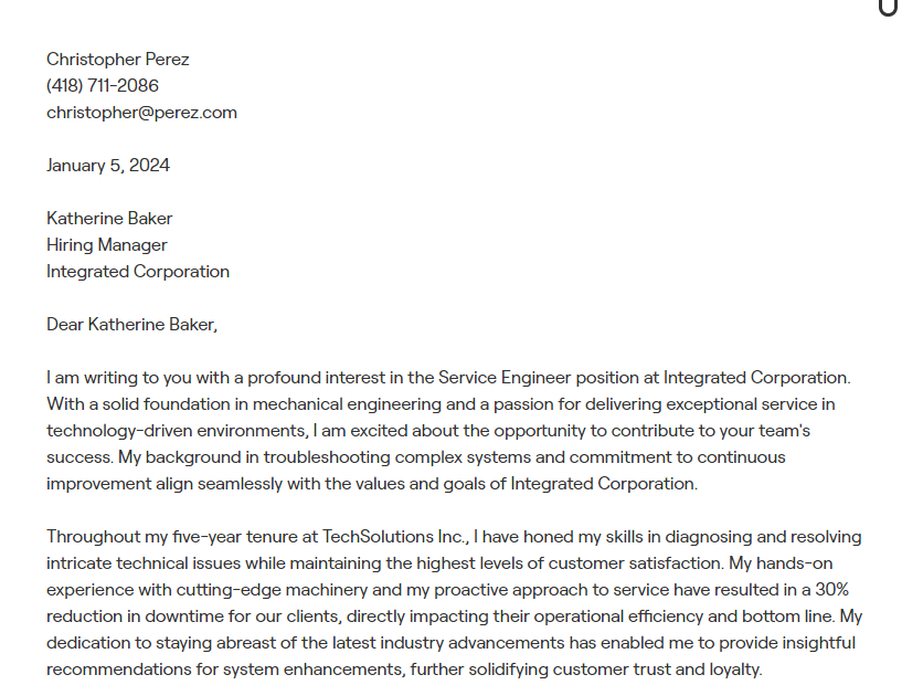 1+ Service Engineer Cover Letter Examples (with In-Depth Guidance)