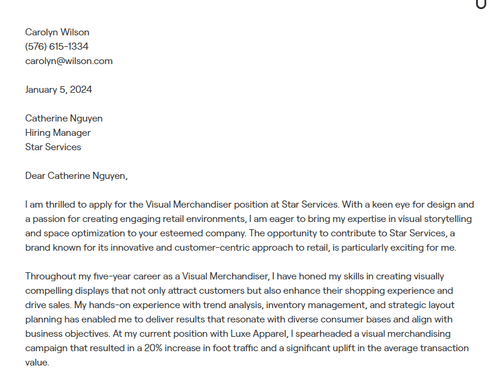 1+ Visual Merchandiser Cover Letter Examples (with In-Depth Guidance)