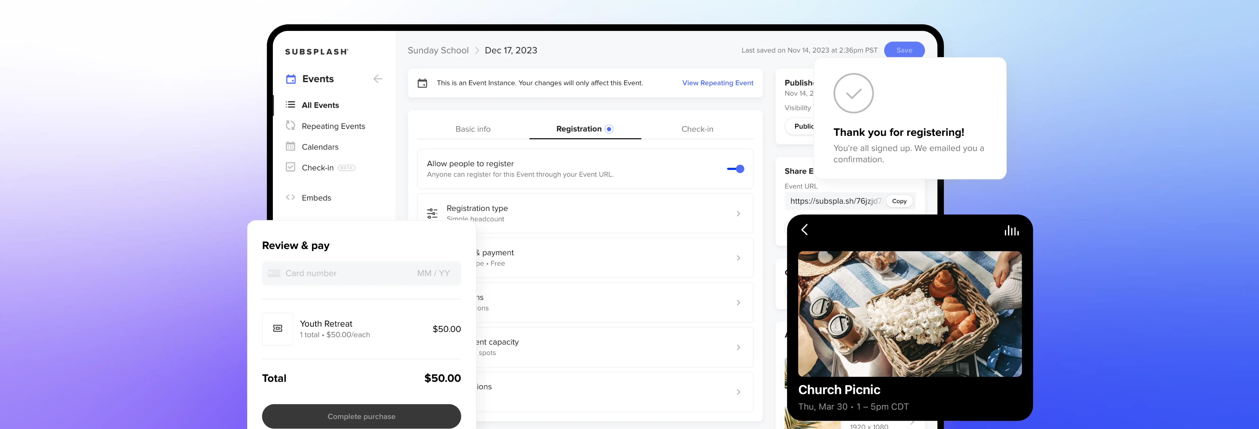 Subsplash Product Event Updates