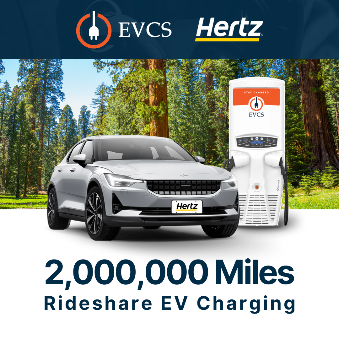 EVCS Celebrates 2 Million Miles of EV Charging with Hertz Rideshare Renters