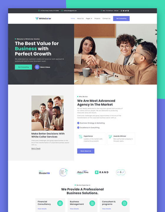 Best Consulting Webflow Template in 2024 - WhiteCollar | VictorFlow ...
