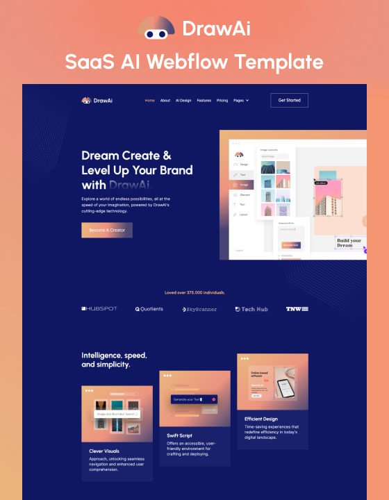 Best SaaS Webflow Template in 2023 - DrawAI | VictorFlow Templates