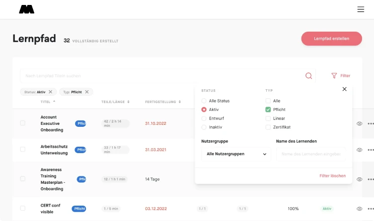 Masterplan Tutorials: Lernpfade erstellen